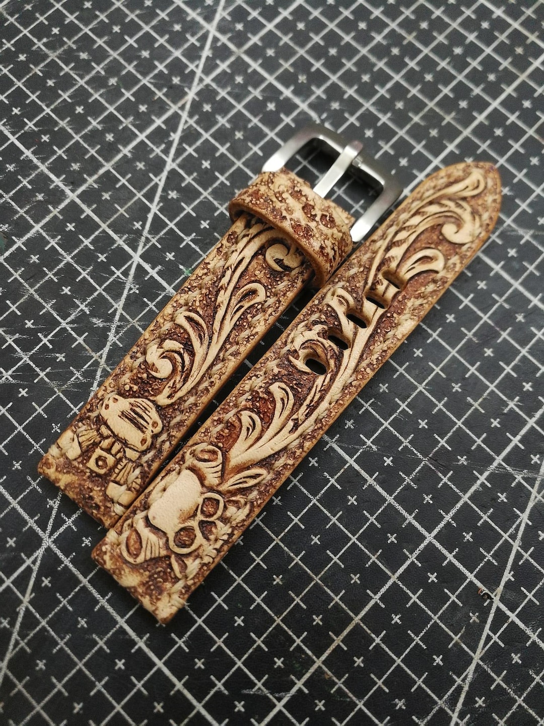 Western Watchband Custom Leather Watch Strap Tooled Leather Watch Strap ...