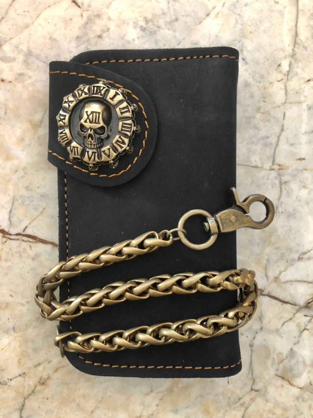 Leather Biker Wallet Chain Mens Bifold Wallet Handmade Leather Wallet ...