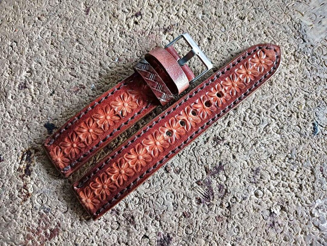 Western Watchband Custom Leather Watch Strap Tooled Leather Watch Strap ...