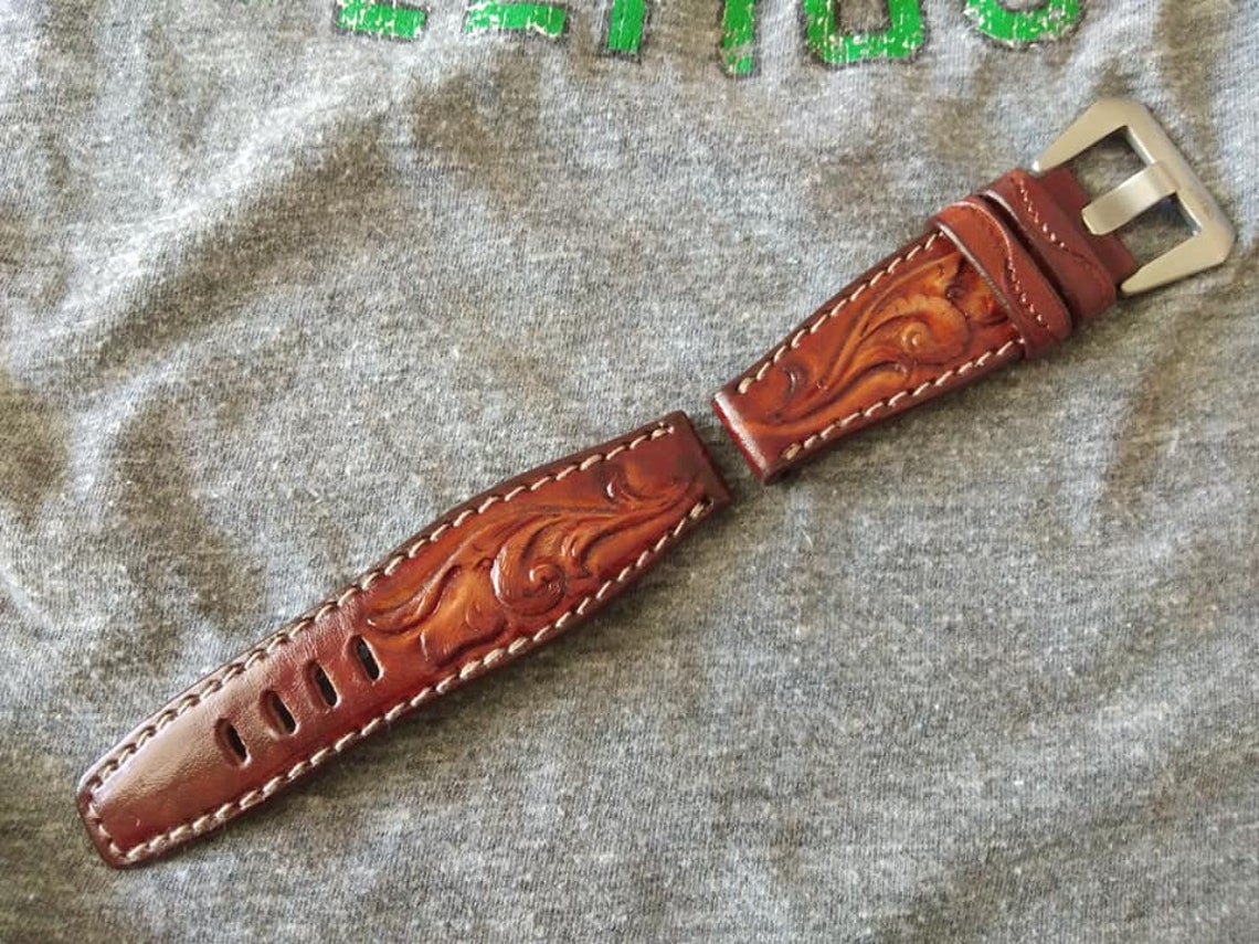 Western Watchband Custom Leather Watch Strap Tooled Leather Watch Strap ...