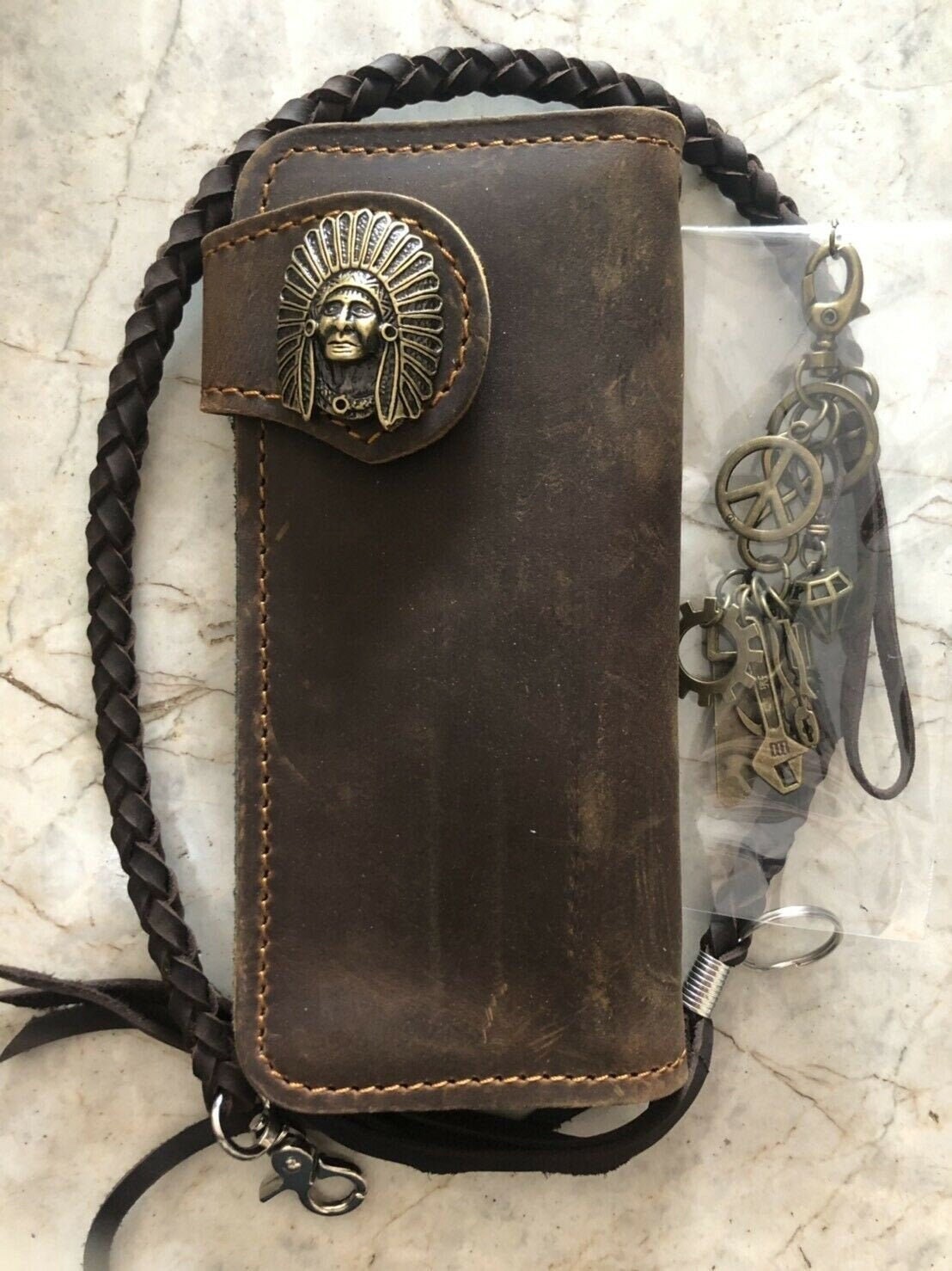 Chain Wallet Handmade Leather Biker Walltet Mens Bifold Wallet ...