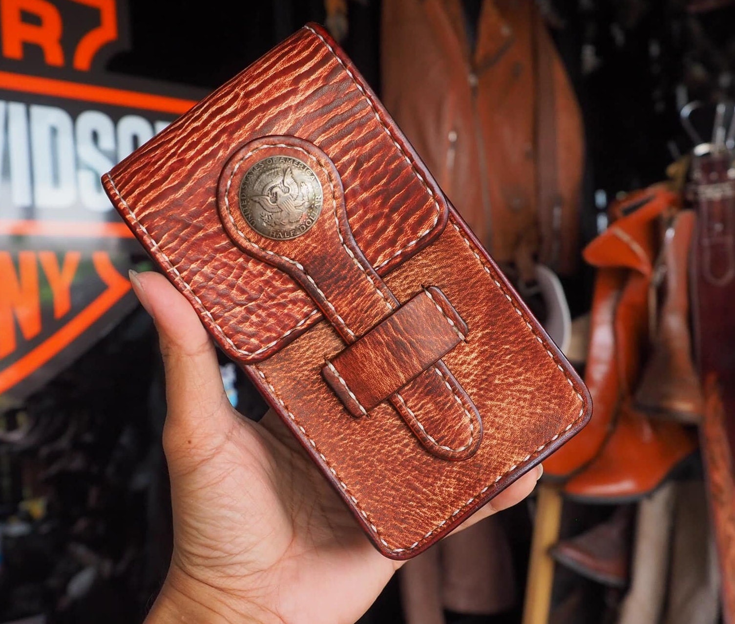 Leather Phone Case for Belt Leather Carved Cell Phone Holder Leather ...
