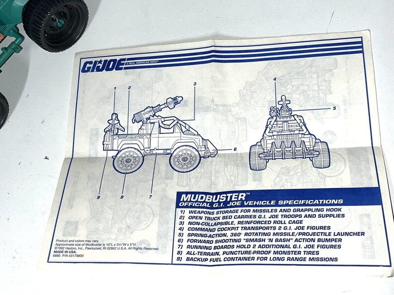 GI Joe Vtg 1992 Mudbuster Ranger Truck & Manual Blueprint 100% Complete ...