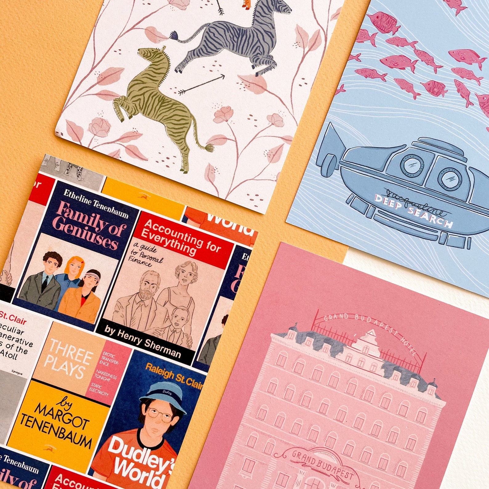 Handmade Wes Anderson Postcards Mini Prints Illustrated - Etsy