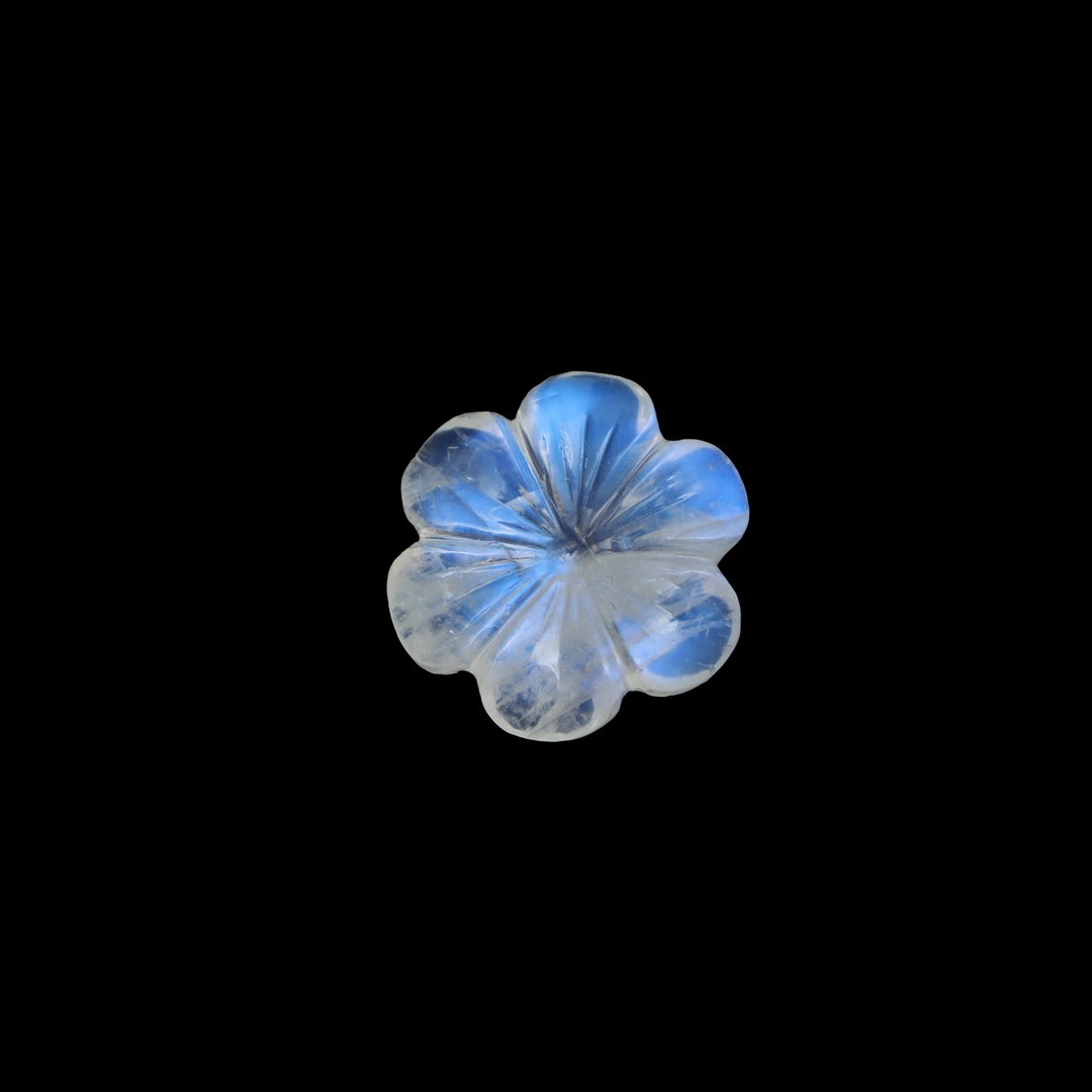 Natural Rainbow Moonstone Flower Carving Loose Gemstone, 19x19mm ...