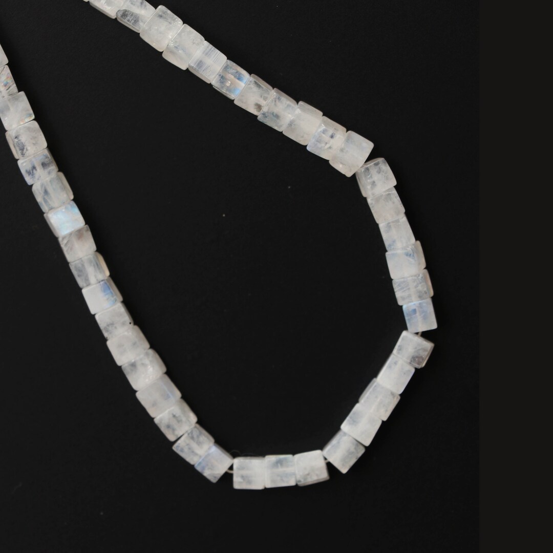 Natural Rainbow Moonstone Smooth Box Beads, 4mm to 5mm, Rainbow ...
