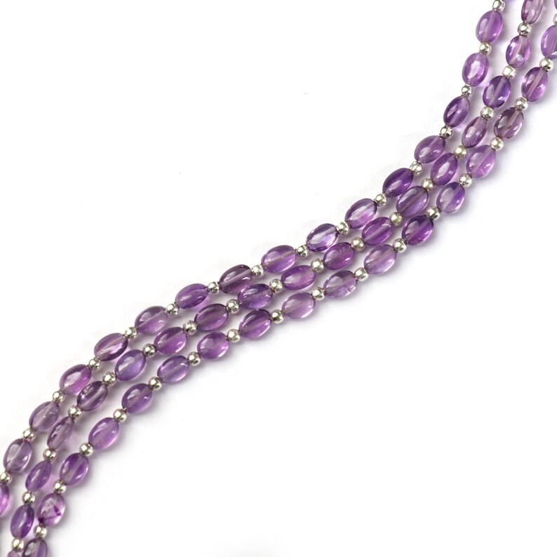 Natural Purple Amethyst Smooth Oval Beads- 4x5 Mm to 4x6 Mm - Amethyst ...