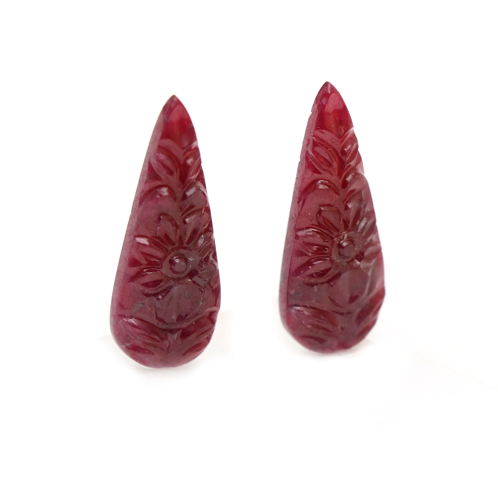 Natural Ruby Carving Pear Shaped Loose Gemstone 10x27 Mm - Etsy
