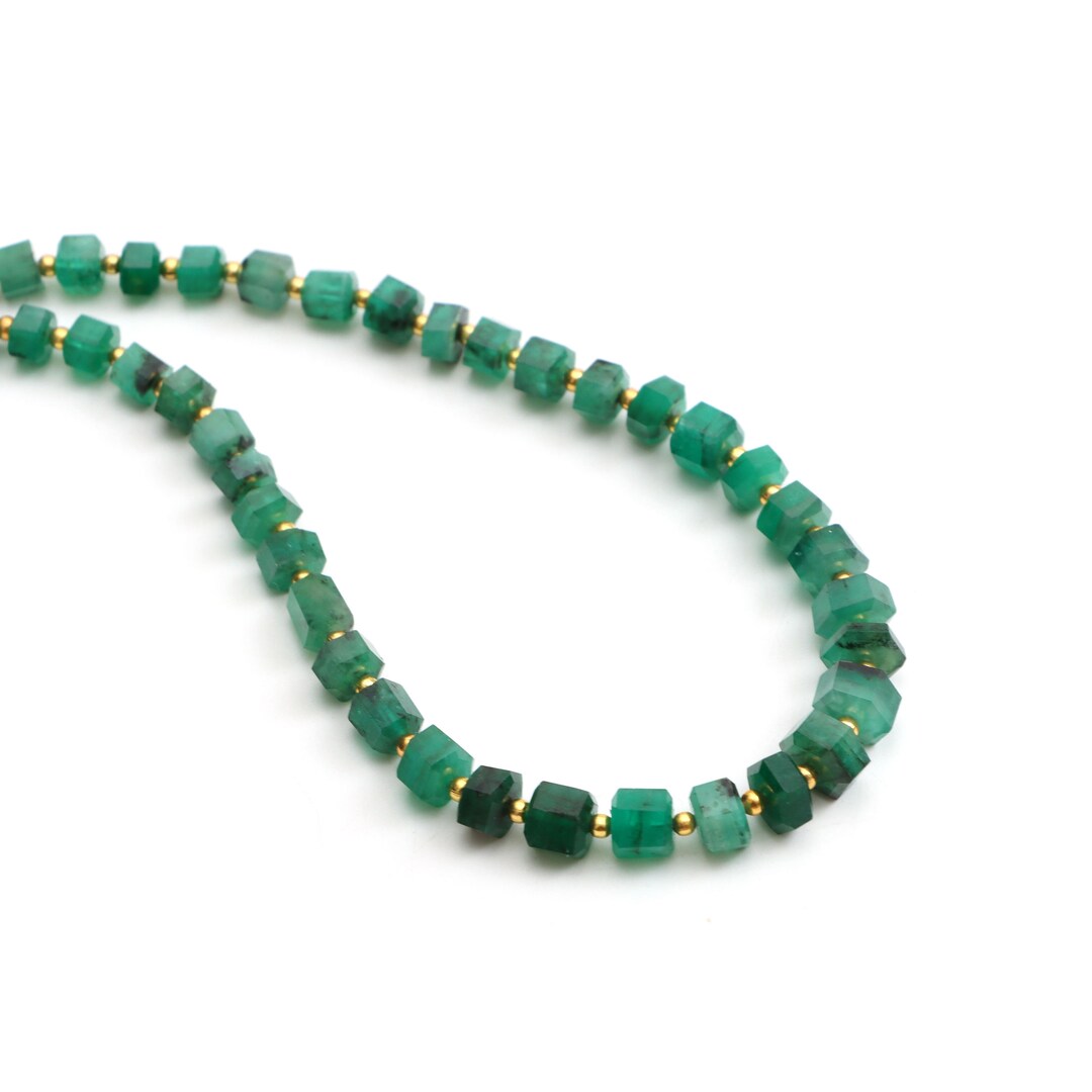 Emerald Faceted Cylinder Beads, 3x3 Mm to 5x7 Mm, Emerald Jewelry ...