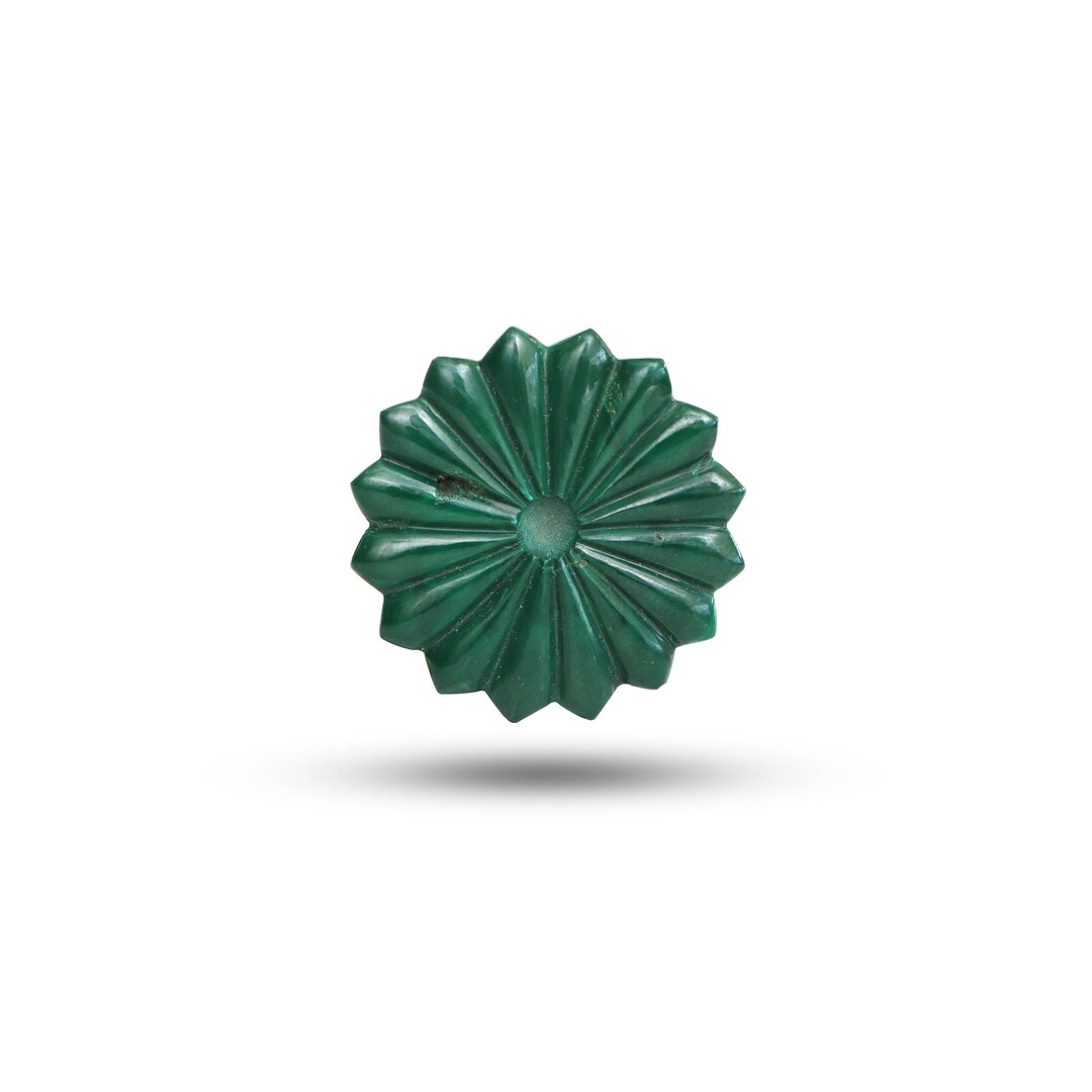 Natural Malachite Flower Carving Loose Gemstone, 32x32 Mm, Malachite ...