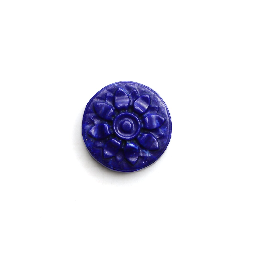 Lapis Round Flower Carving Loose Gemstone, 19x19 Mm, Lapis Jewelry ...