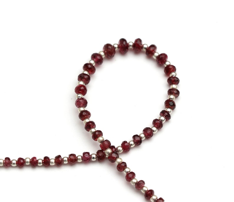 Red Spinel Faceted Roundel Beads With Metal Spacer - 3mm to 5mm - Red ...