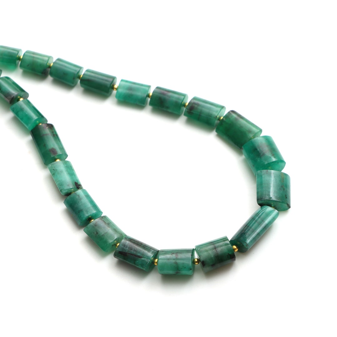 Emerald Smooth Cylinder Beads, 7.5x11 Mm to 10x15.5 Mm, Emerald Jewelry ...