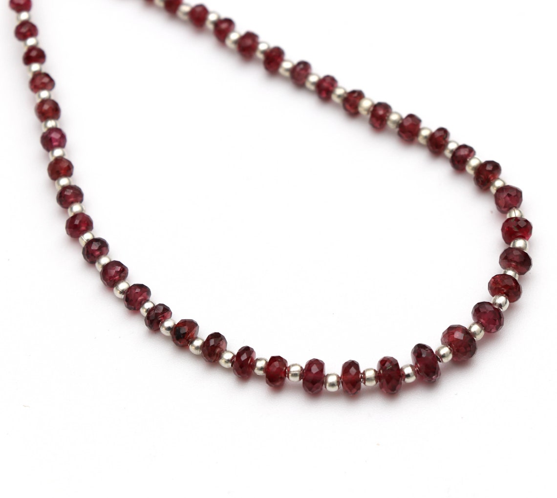 Red Spinel Faceted Roundel Beads With Metal Spacer - 3mm to 5mm - Red ...