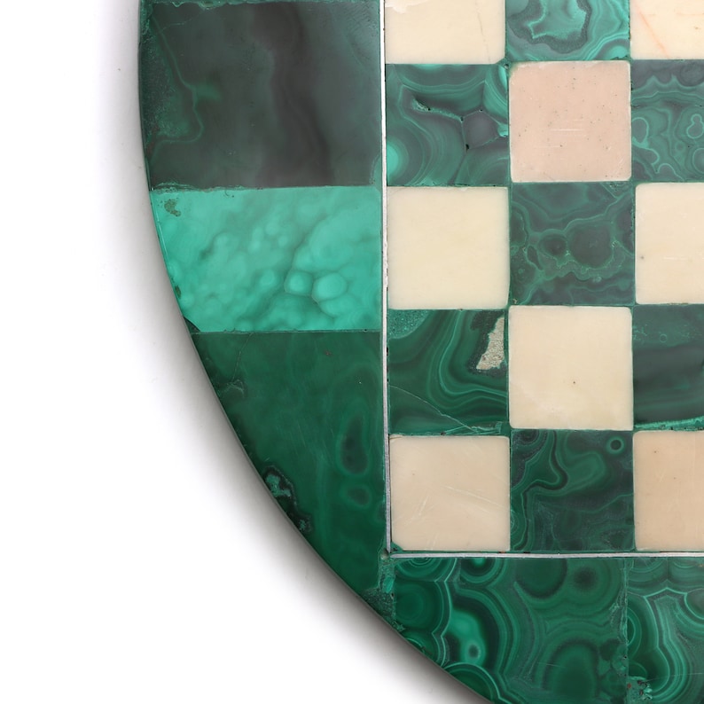 Natural Malachite & Jade Round Chess Board Loose Gemstone, 22.5x22.5 Cm ...
