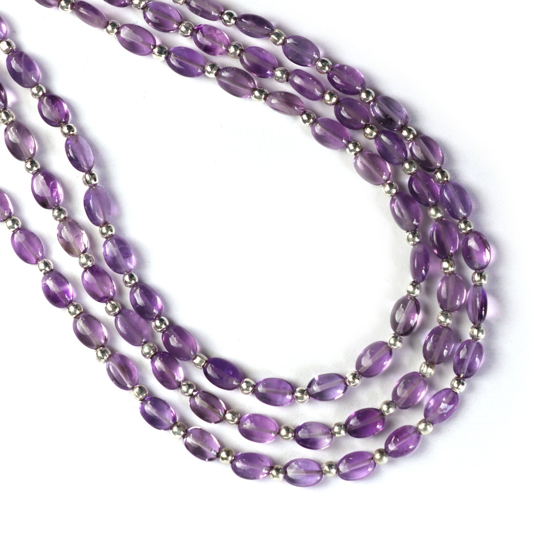 Natural Purple Amethyst Smooth Oval Beads- 4x5 Mm to 4x6 Mm - Amethyst ...