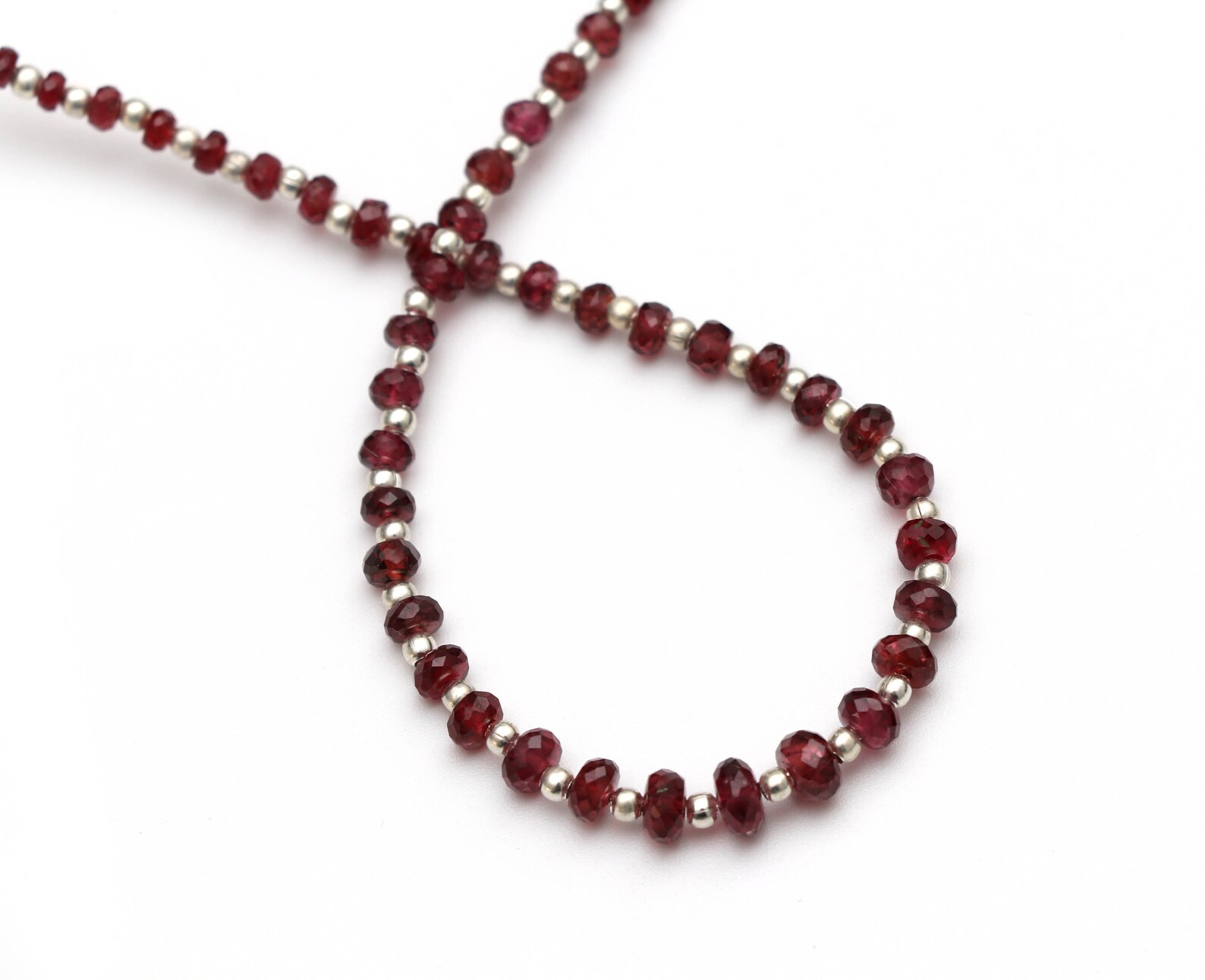 Red Spinel Faceted Roundel Beads With Metal Spacer - 3mm to 5mm - Red ...