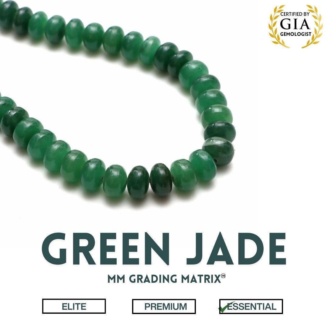 9-10mm Green Jade Smooth Rondelle Gemstone Beads, Green Jade Plain ...