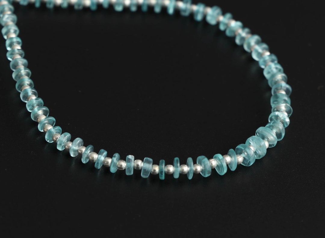 Sky Apatite Smooth Tyre Beads With Metal Spacer Balls 4 Mm to - Etsy