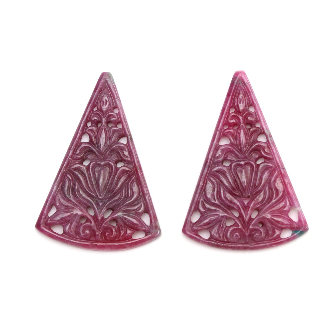 Natural Ruby Carving Cone Shaped Loose Gemstone - 28x40 Mm - Ruby Cone ...