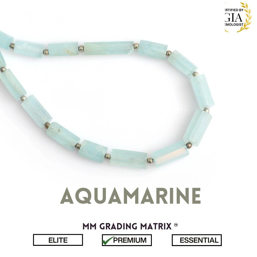 4x7 Mm to 5x15 Mm Aquamarine Faceted Cylinder Shape Beads, Gemstone ...
