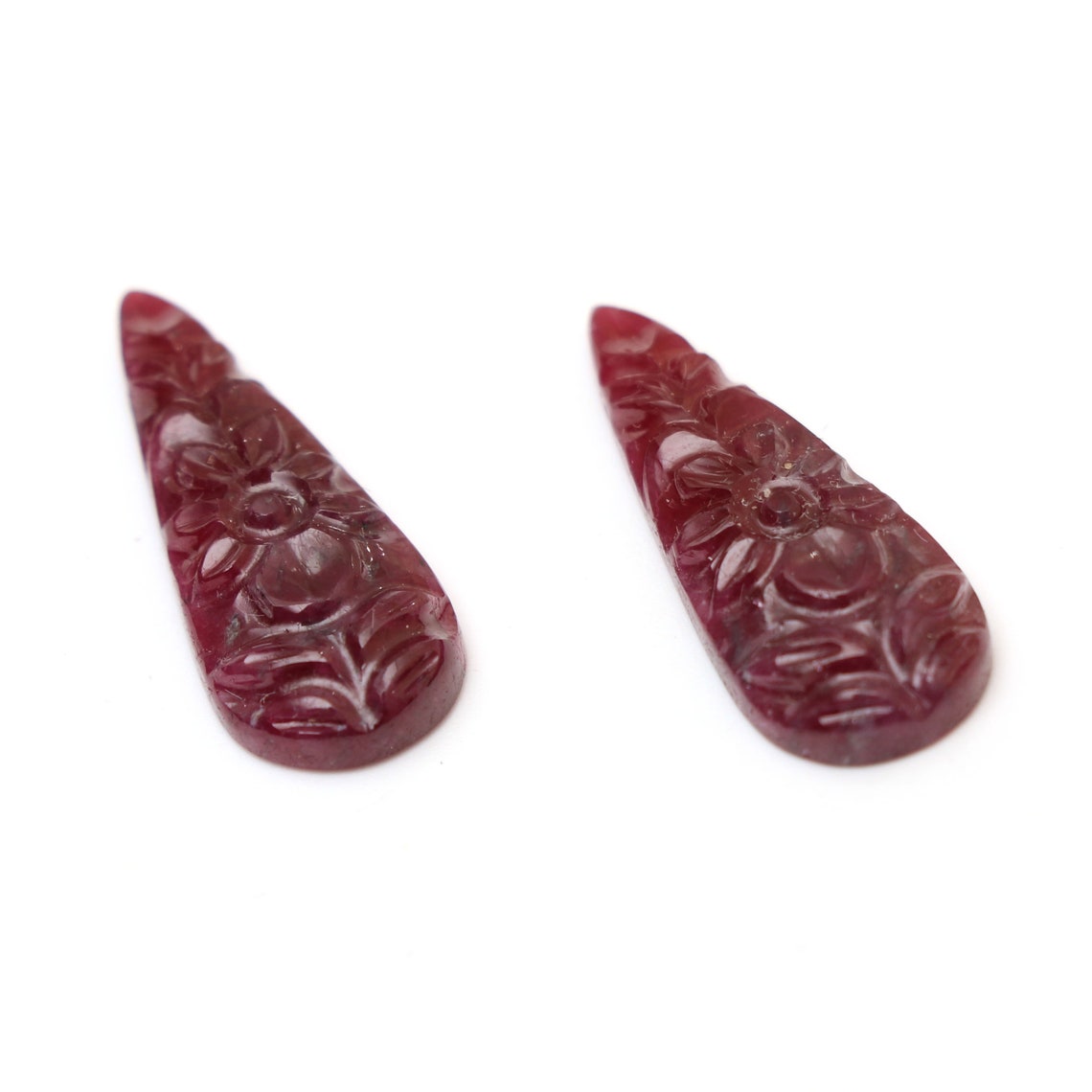 Natural Ruby Carving Pear Shaped Loose Gemstone 10x27 mm | Etsy