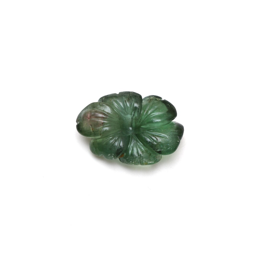 Natürliche Grüne Turmalin Blumen Schnitzerei Edelstein 15x22 mm Grüne ...