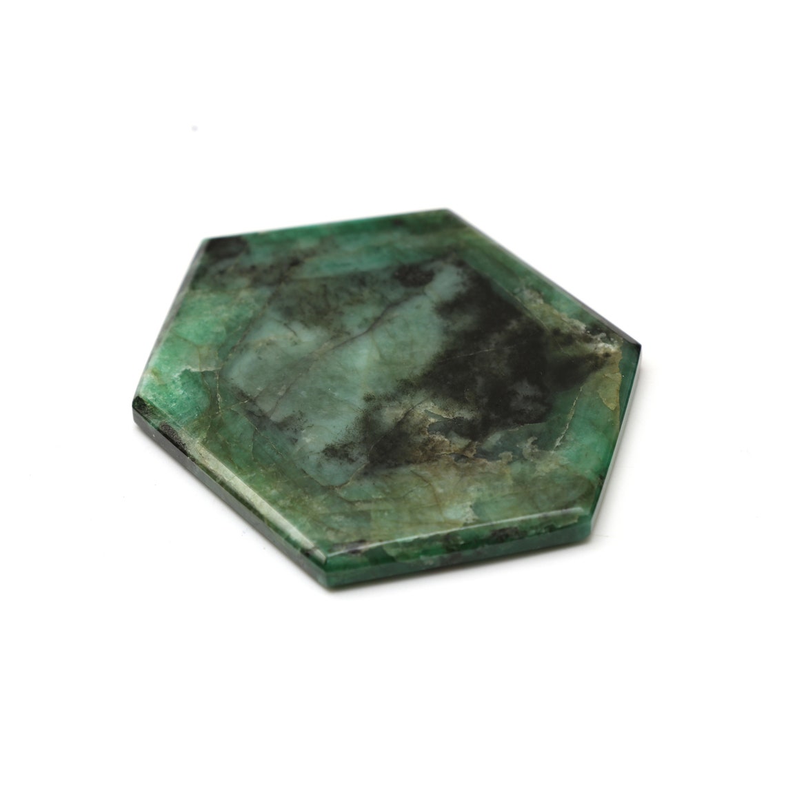 Natural Emerald Both Side Flat Hexagon, Loose Gemstone, 57x75mm ...