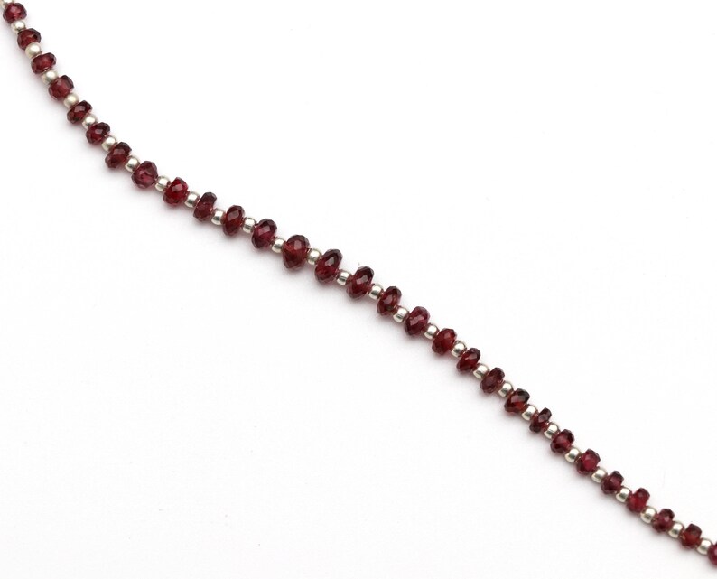 Red Spinel Faceted Roundel Beads With Metal Spacer - 3mm to 5mm - Red ...