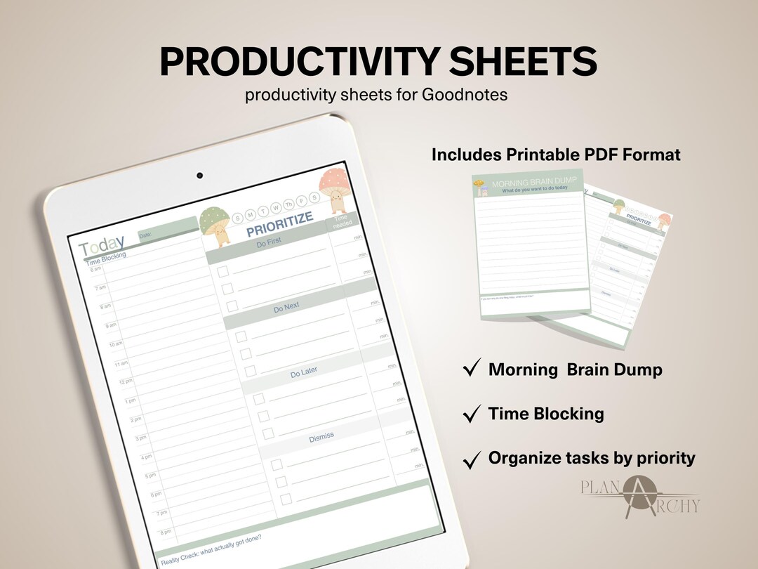 Printable Productivity Sheets | Daily Time Blocking + Prioritization ...