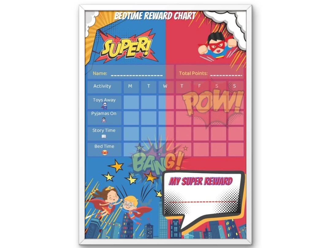 Superhero Reward Chart for 1 Digital Print - Etsy