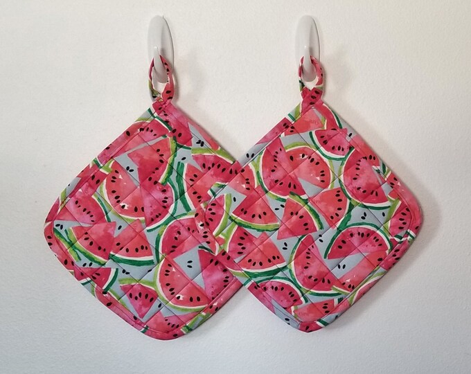 Watermelon Potholders, Summer Fruit, Watermelon Hot Pads, Watermelon ...