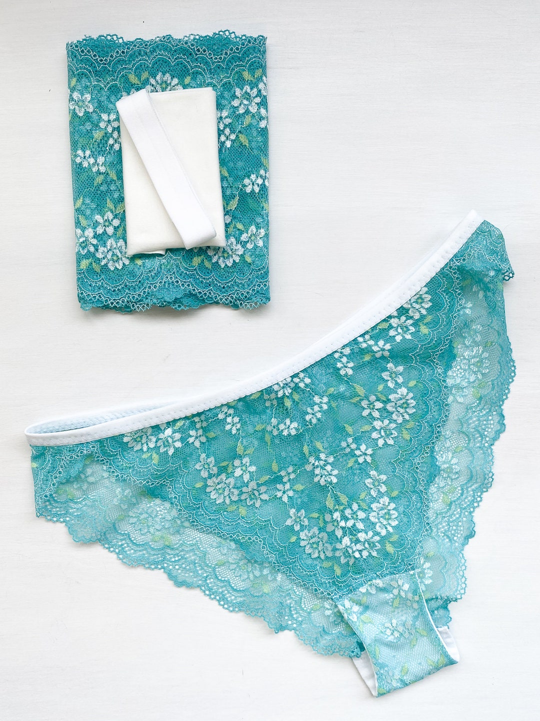 Aqua Mini Rose Stretch Lace | Wednesday Cheekies Kit - Etsy