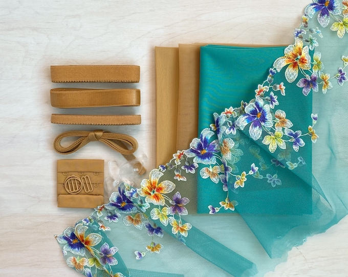 Blue Duoplex & Multicolour Floral Lace Bra Kit Black Beauty - Etsy