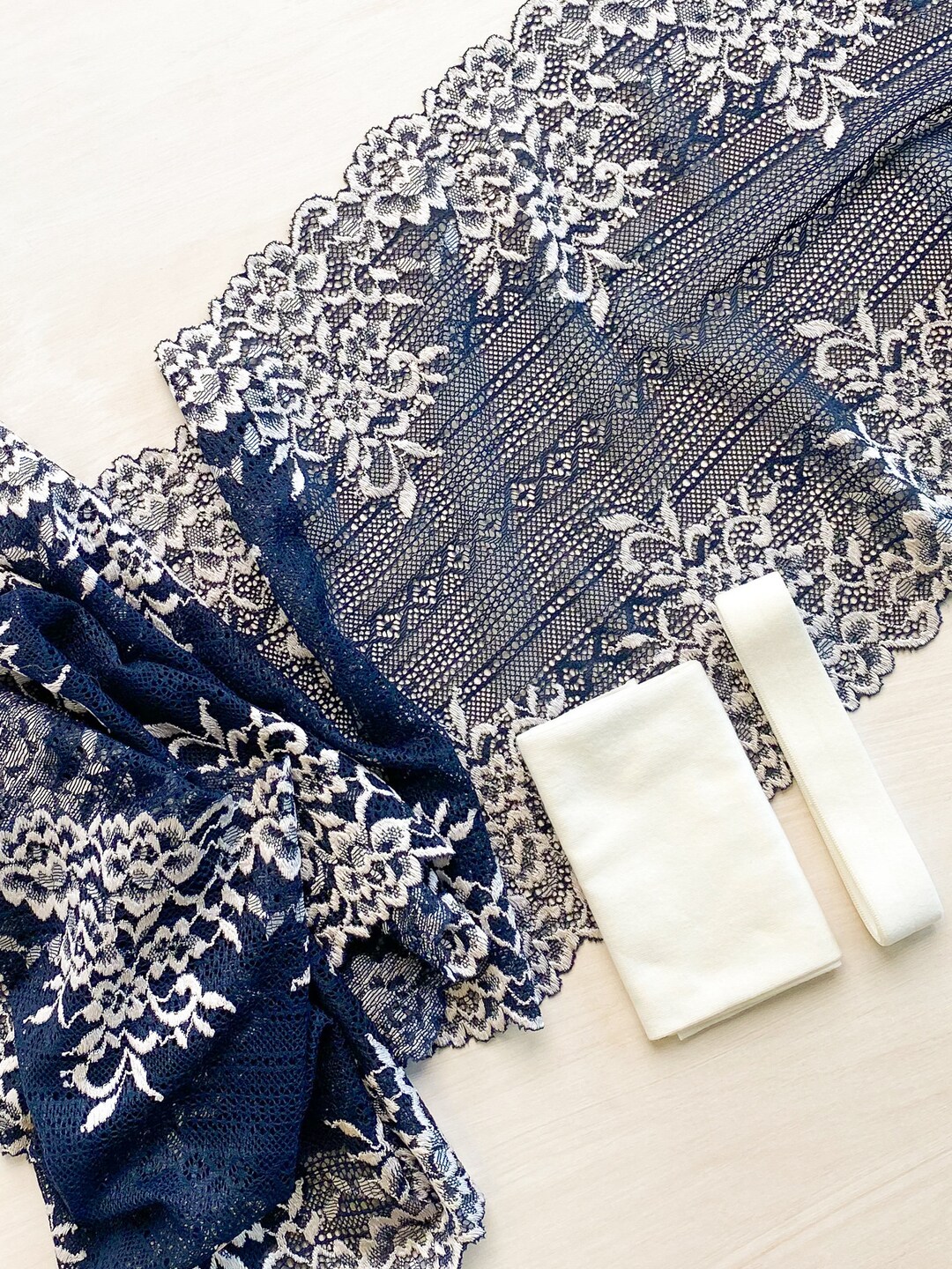 Jolie Navy/white Stretch Lace | Wednesday Cheekies Kit - Etsy