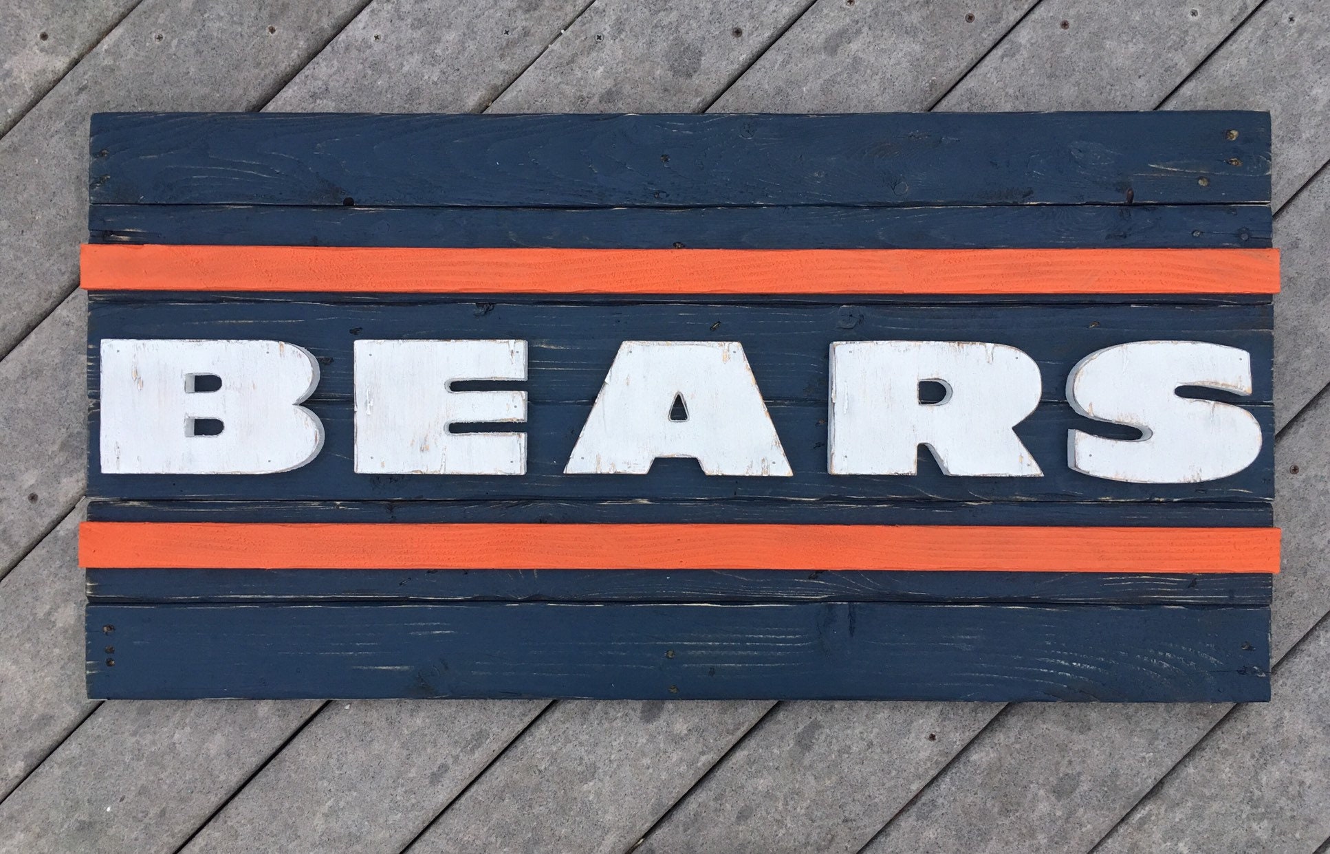 Chicago Bears Handmade Distressed Wood Sign, Vintage, Art, Weathered ...