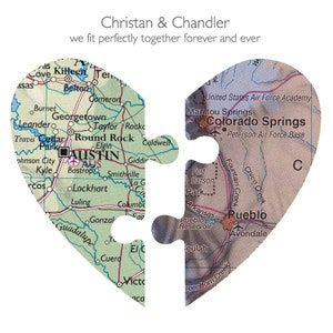 Personalised Handmade Jigsaw Map Hearts Picture - Etsy