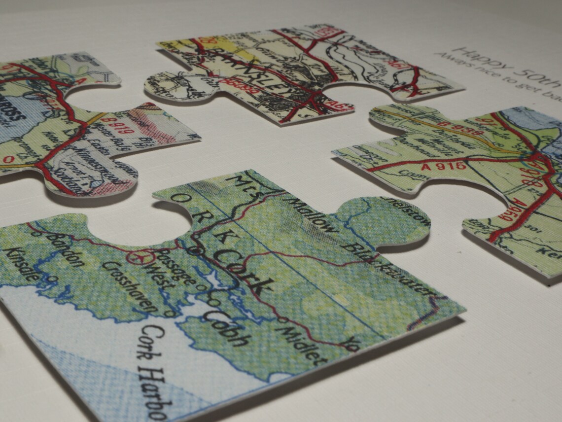 Handmade Map Picture With Four Jigsaw Pieces - Etsy UK