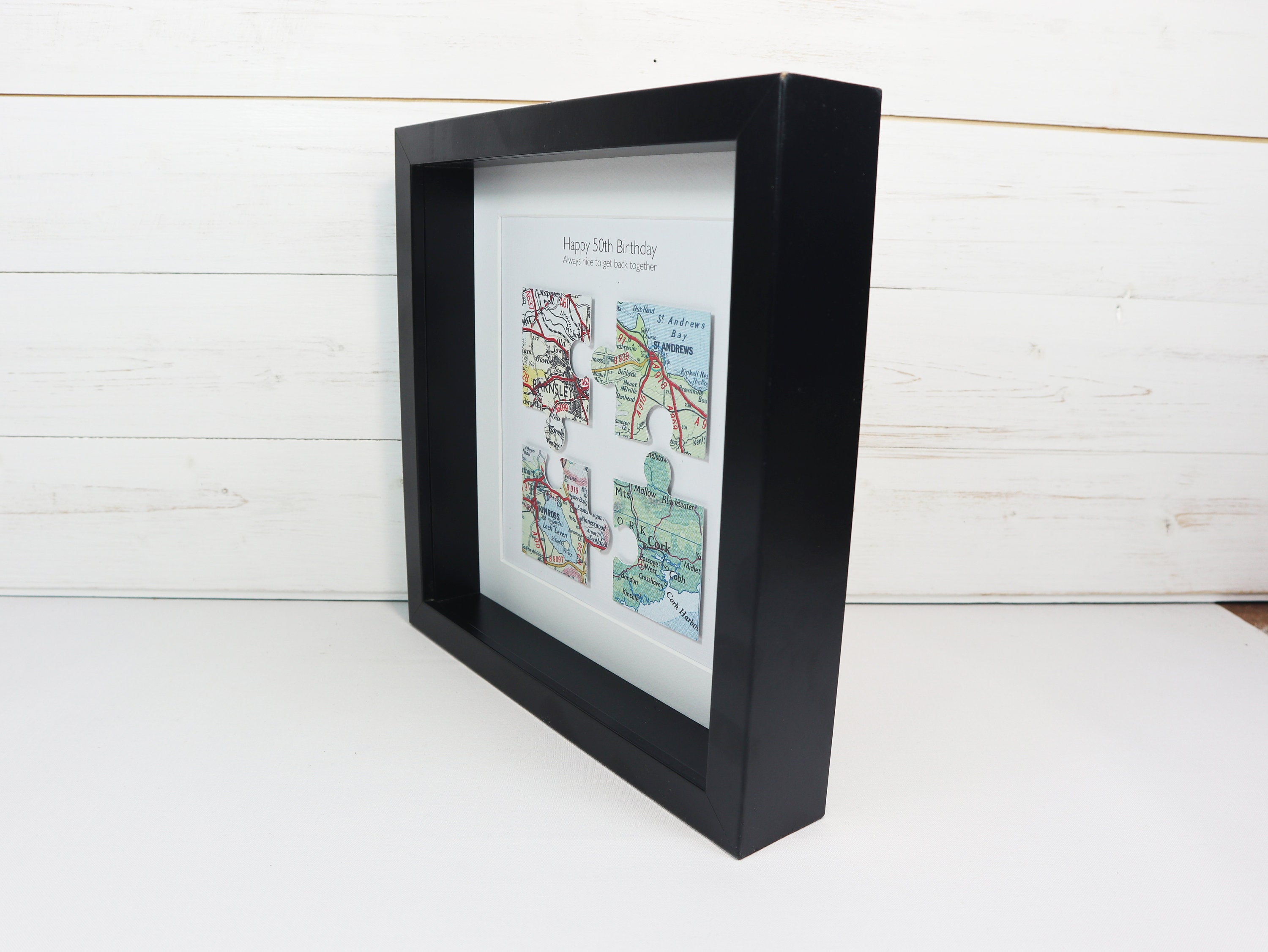 Handmade Map Picture with Four Jigsaw Pieces | Etsy