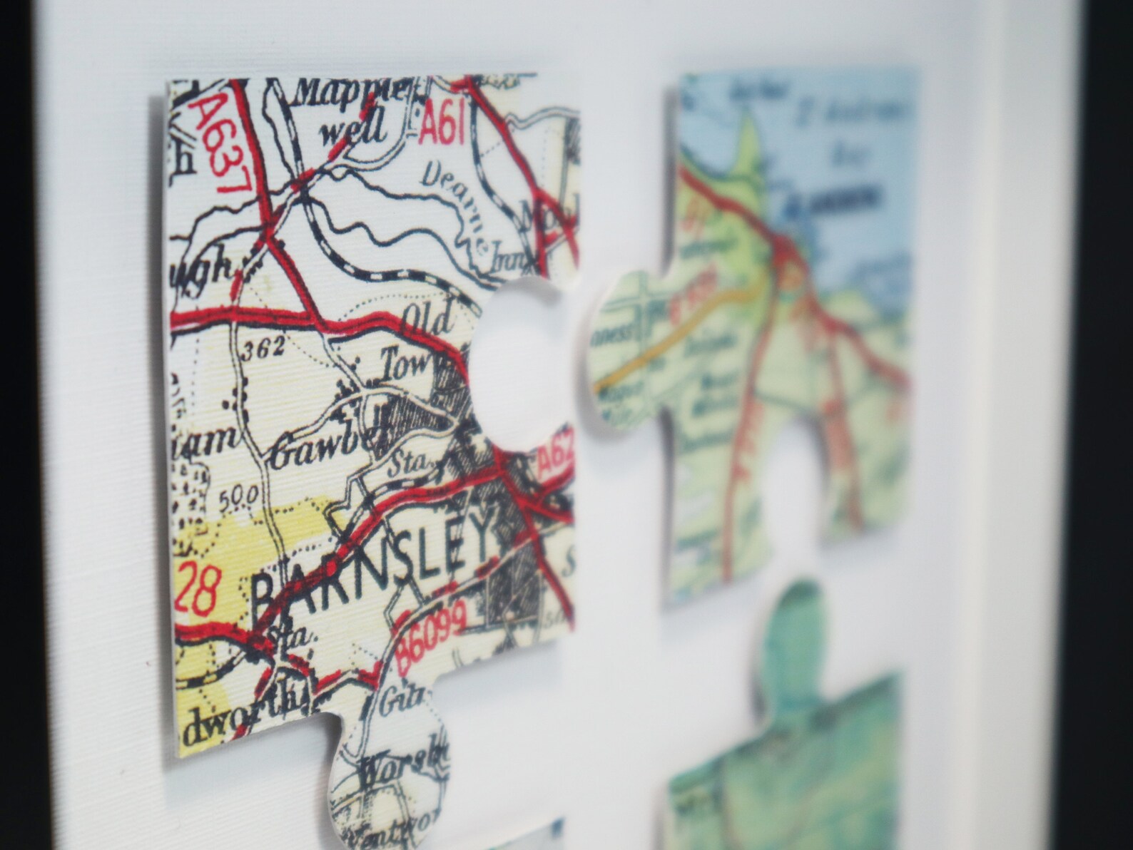 Handmade Map Picture with Four Jigsaw Pieces | Etsy