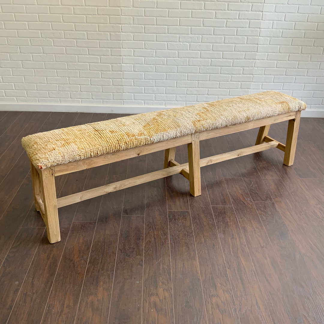 LG Vintage Rug Upholstered Wood Bench - Etsy