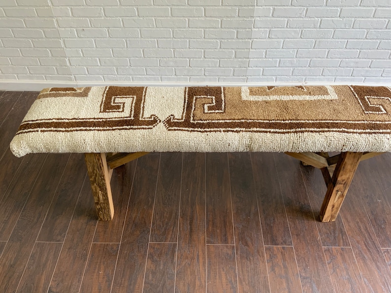 XL - Vintage Rug Upholstered Wood Bench - Etsy