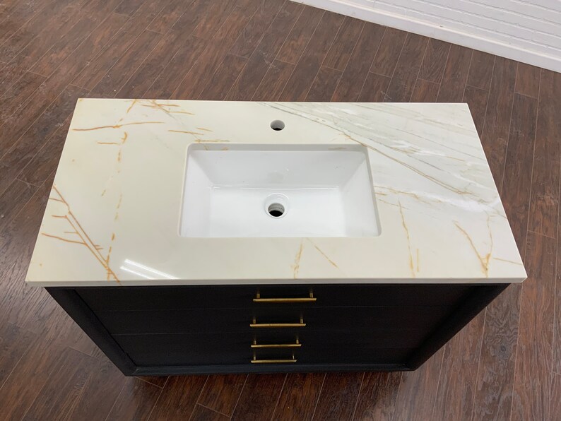 Vintage 4 Drawer MCM Design Bathroom Vanity Charcoal - Etsy