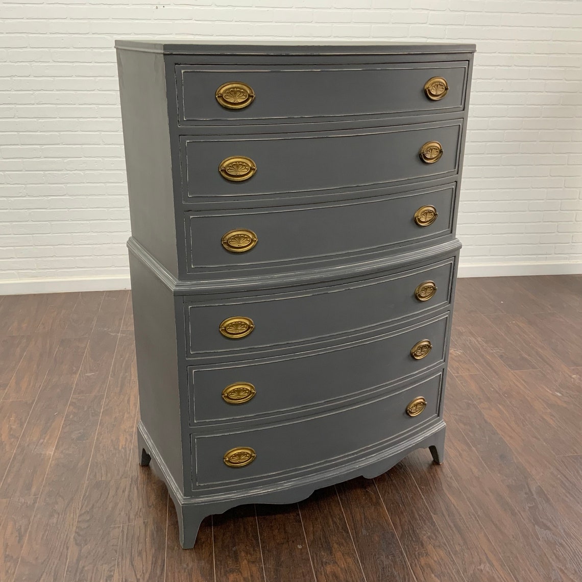 Vintage Traditional Tall Chest of Drawers Slate Gray - Etsy