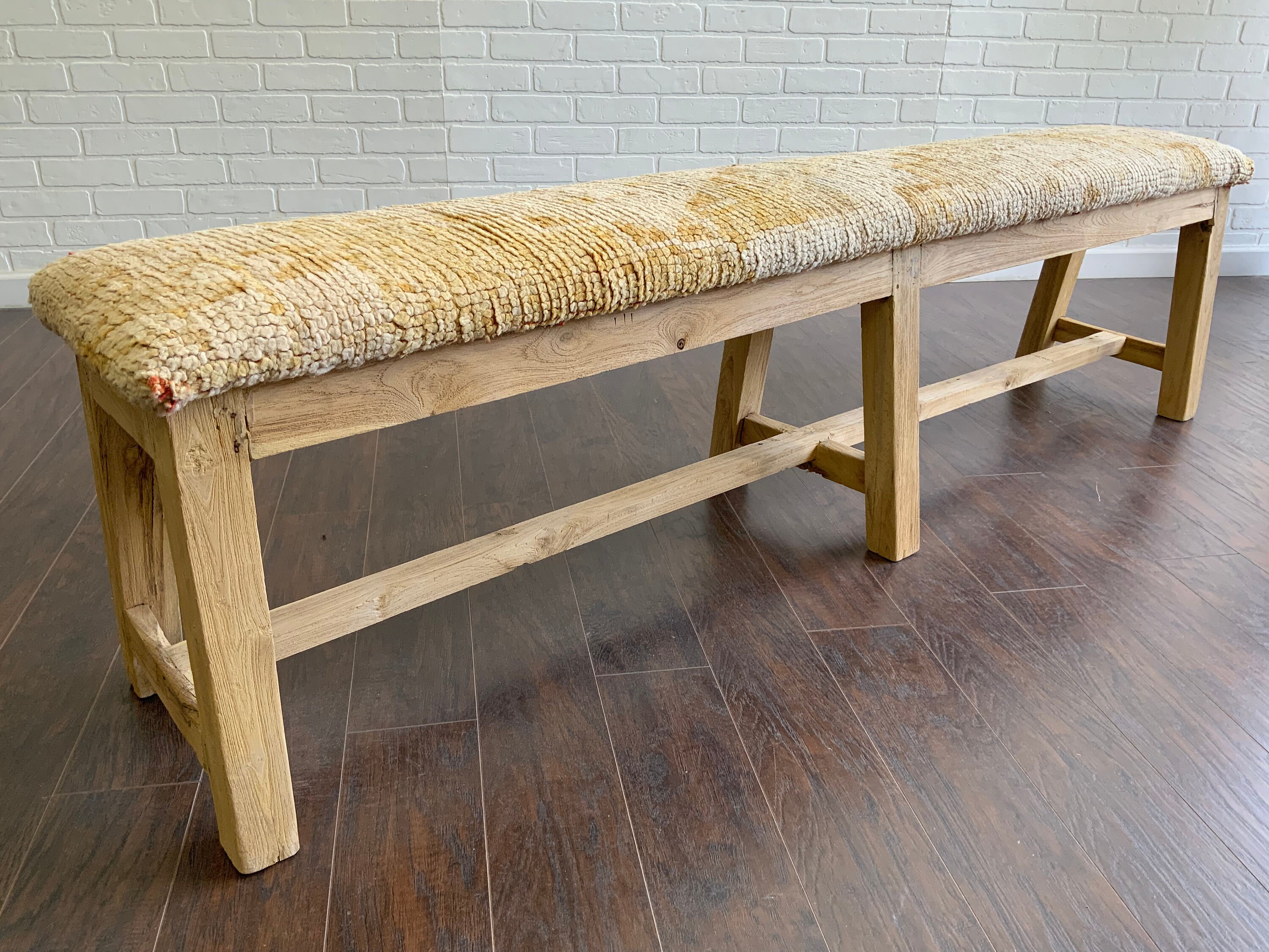 LG Vintage Rug Upholstered Wood Bench - Etsy
