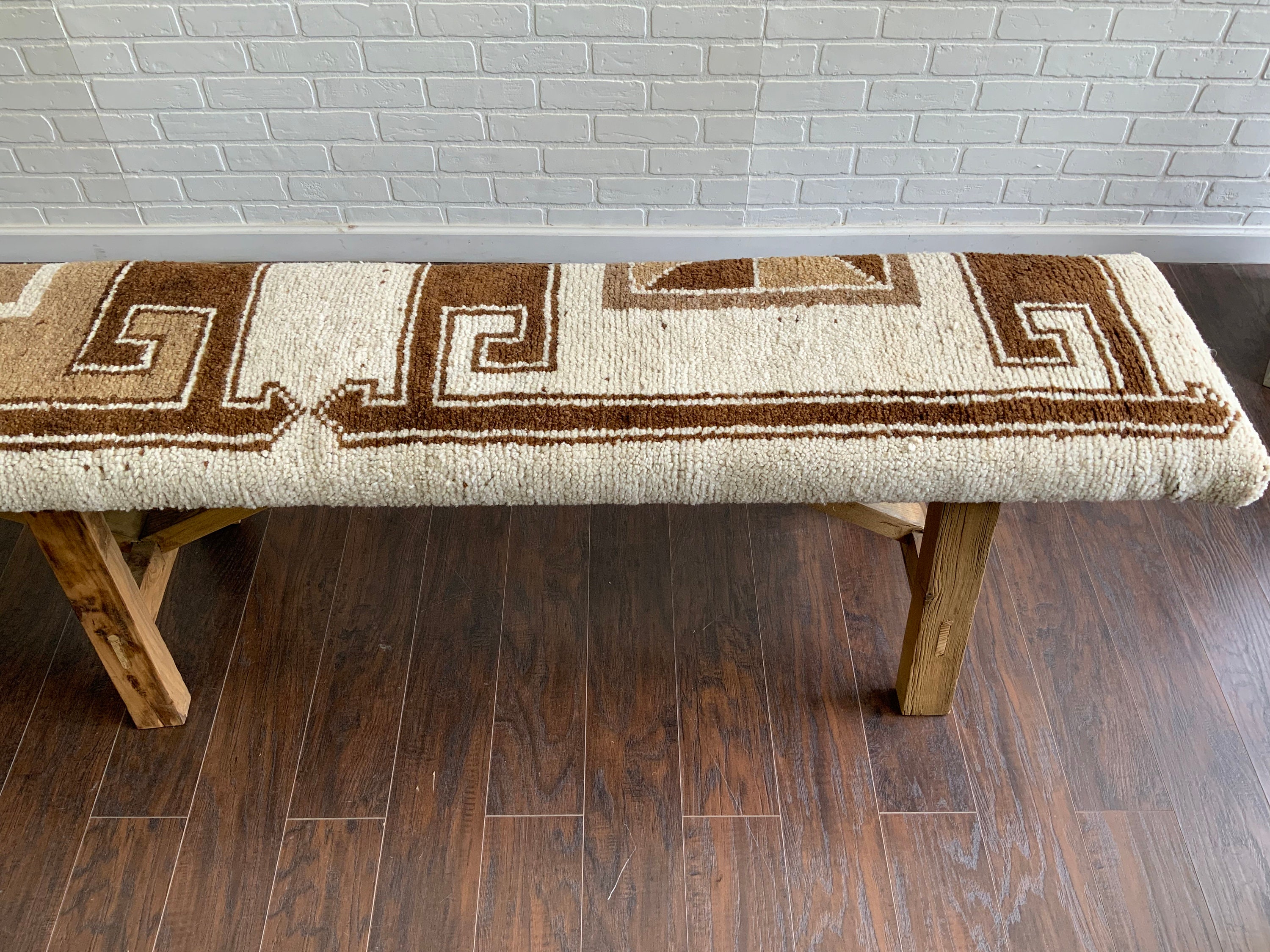 XL - Vintage Rug Upholstered Wood Bench - Etsy