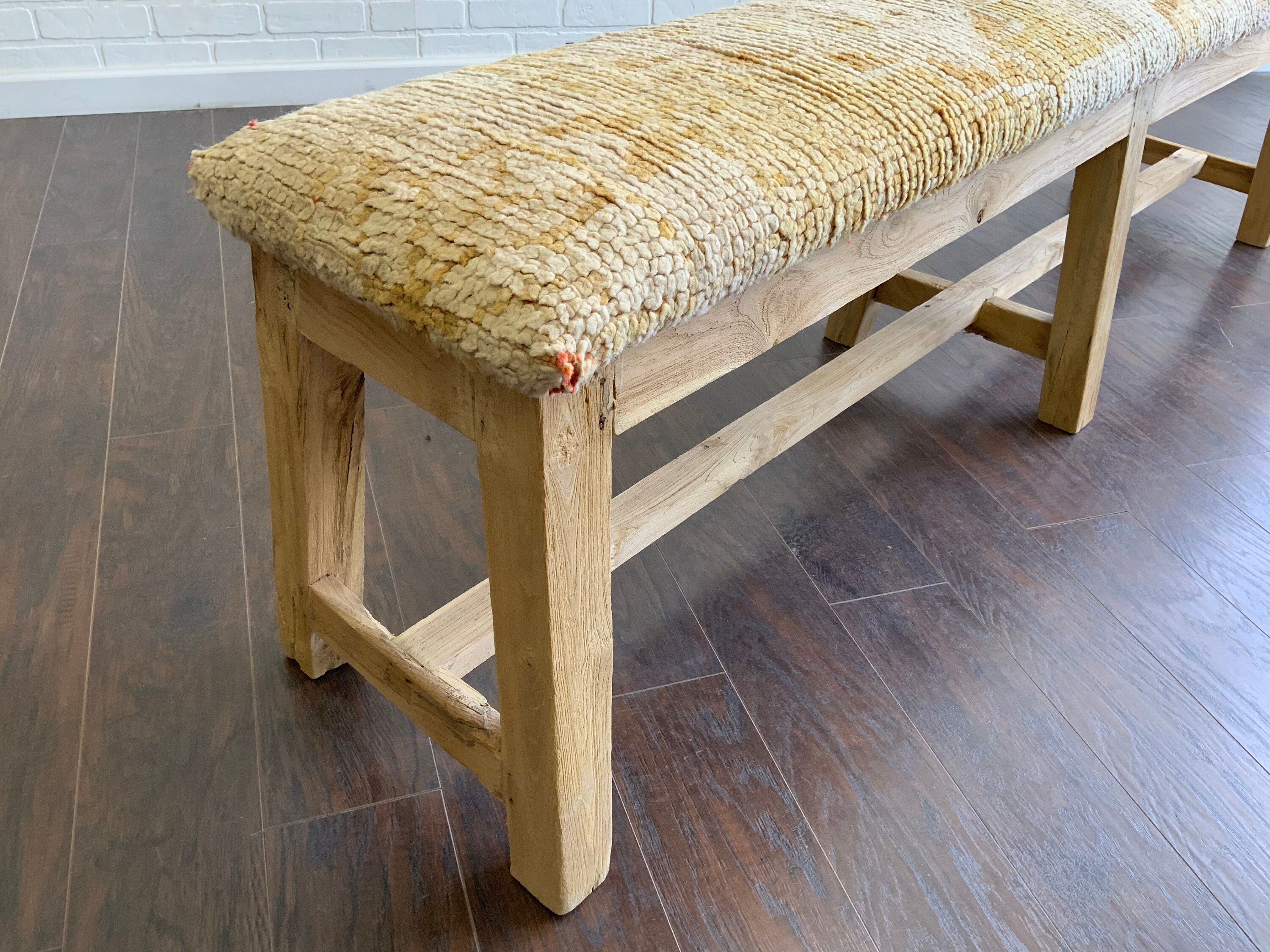 LG Vintage Rug Upholstered Wood Bench - Etsy
