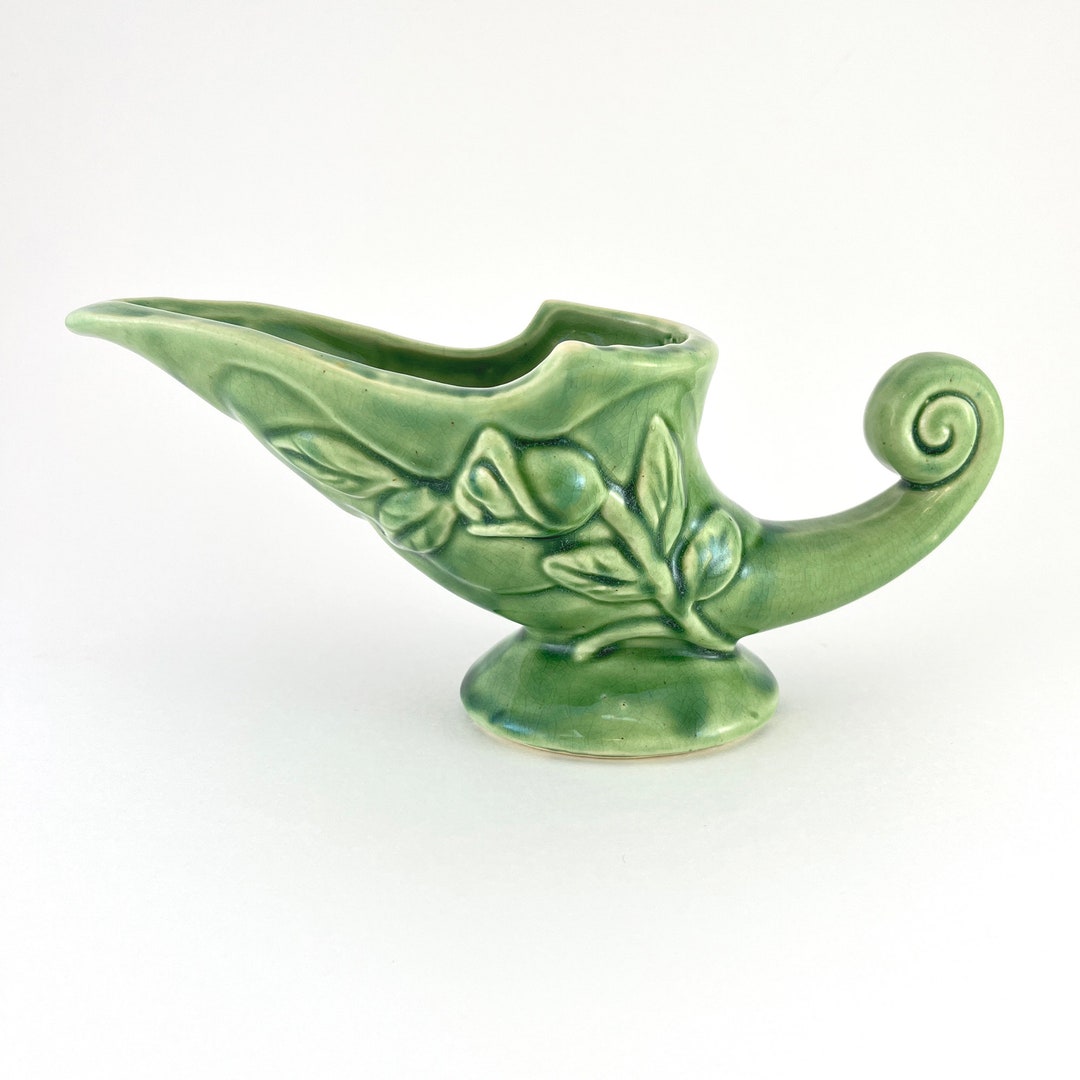 1950's Brush Pottery Cornucopia Vase - Etsy