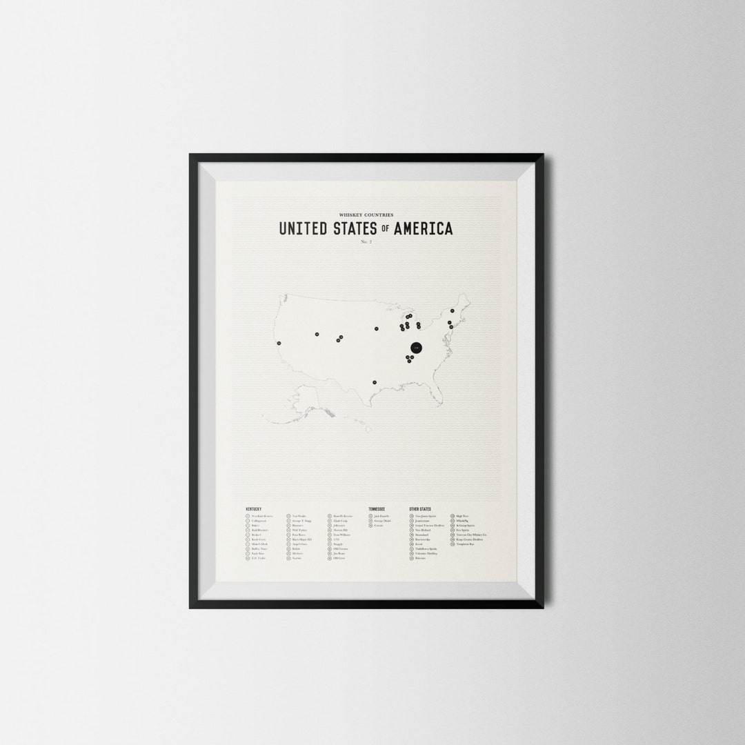 Whiskey Map - USA - Etsy