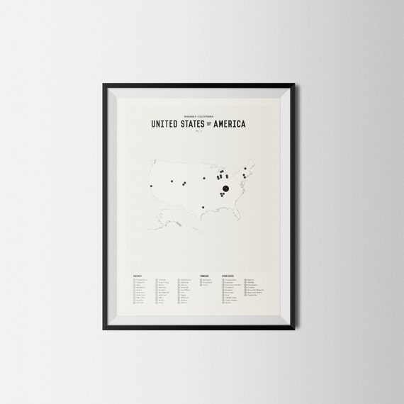 Whiskey Map USA | Etsy